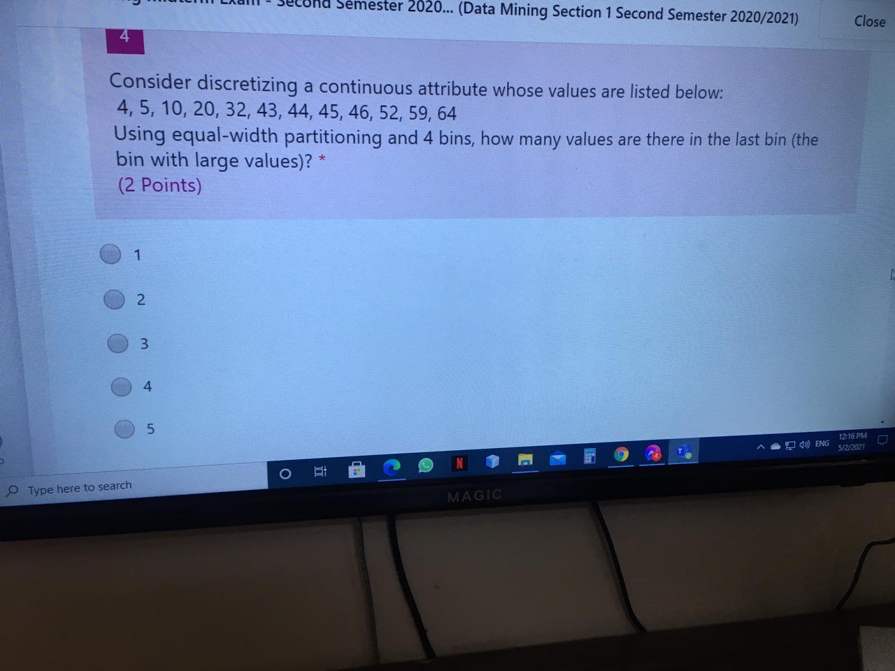 Solved Semester 2020... (Data Mining Section 1 Second | Chegg.com