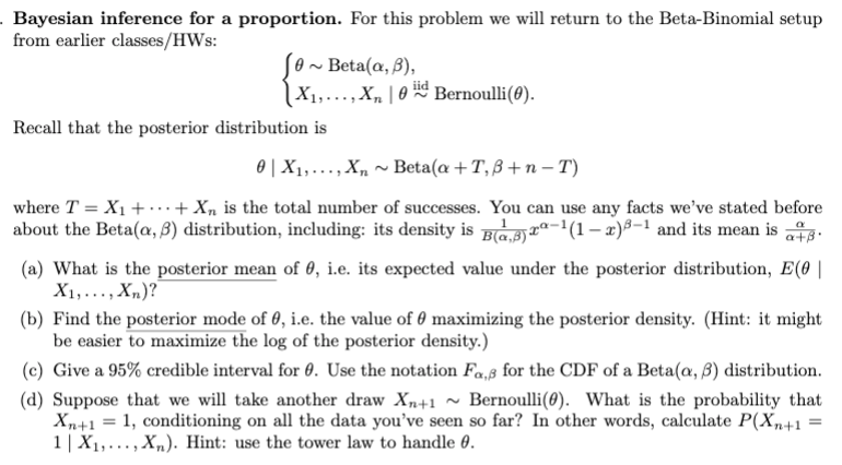 - Bayesian inference for a proportion. For this | Chegg.com