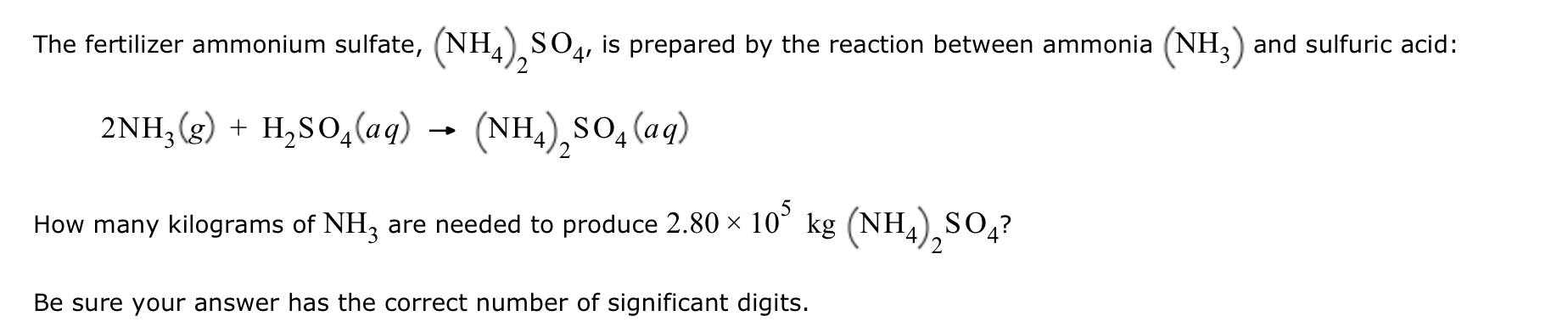 The fertilizer ammonium sulfate, (NH4)2SO4, ﻿is | Chegg.com