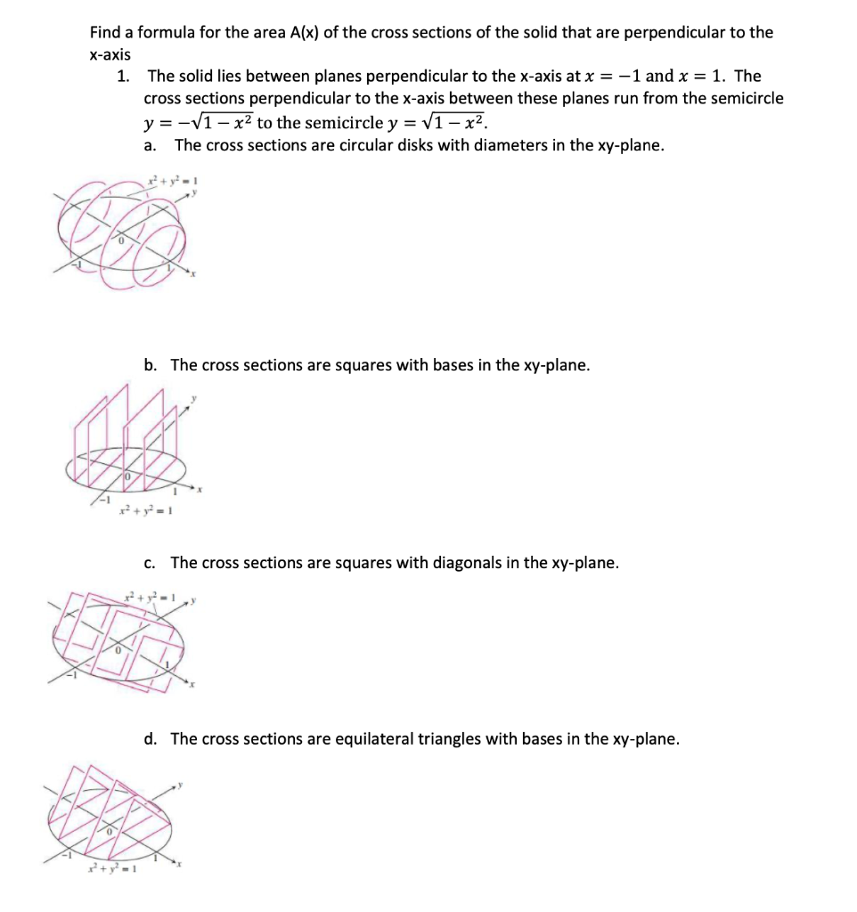 Solved Find a formula for the area A(x) of the cross | Chegg.com
