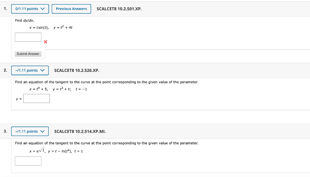 Solved 1. 0/1.11 points v | Previous Answers SCALCET8 | Chegg.com
