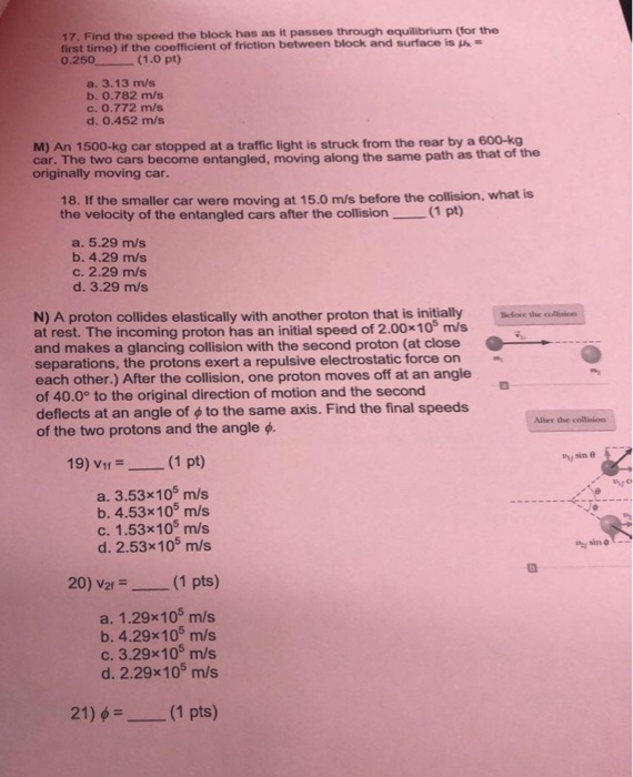 Solved 17. Find the speed the block has as it passes through | Chegg.com