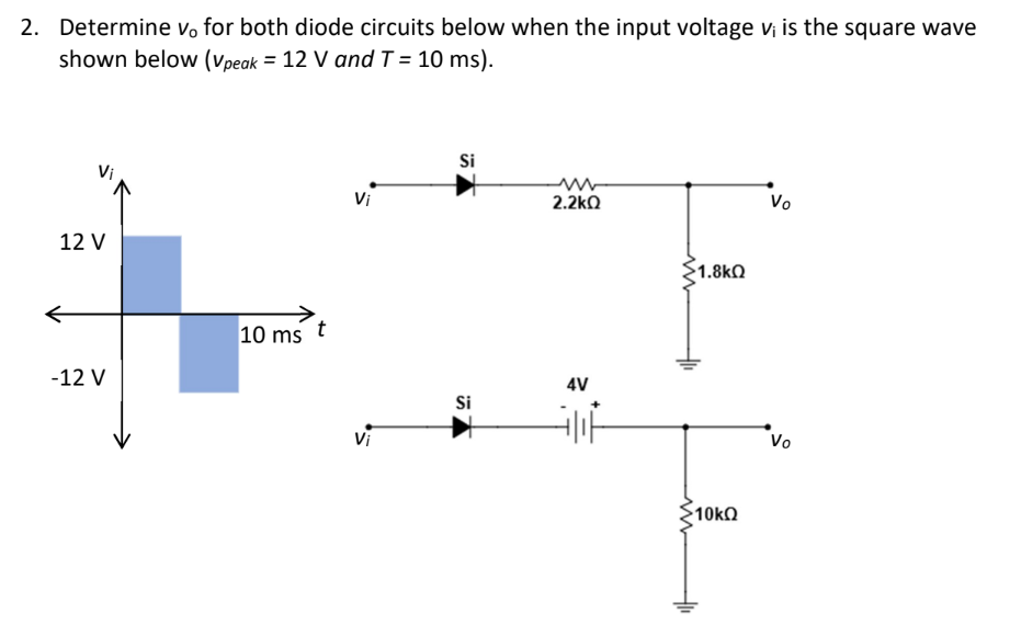 Solved Determine v0 ﻿for both diode circuits below when the | Chegg.com