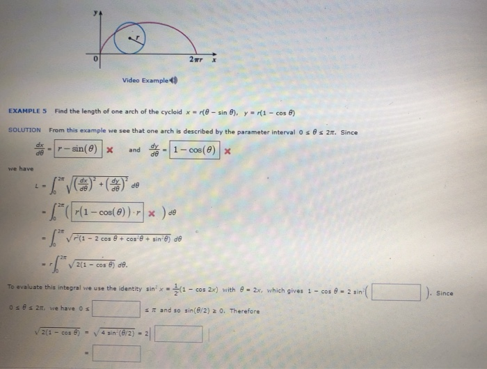 Solved 0 Video Example EXAMPLE 5 Find the length of one arch | Chegg.com