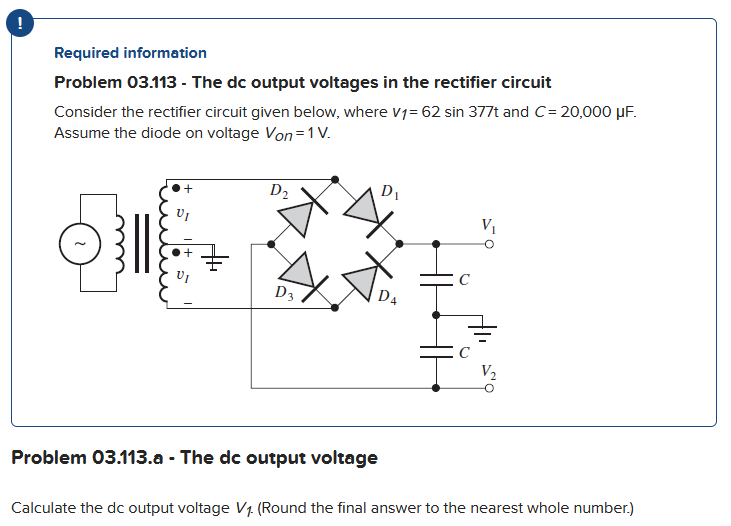 Solved Problem 03 113 The Dc Output Voltages In The