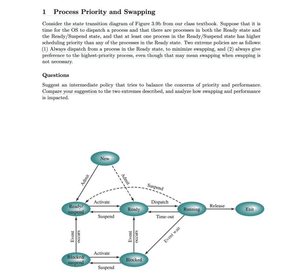 Solved 1 Process Priority and Swapping Consider the state | Chegg.com