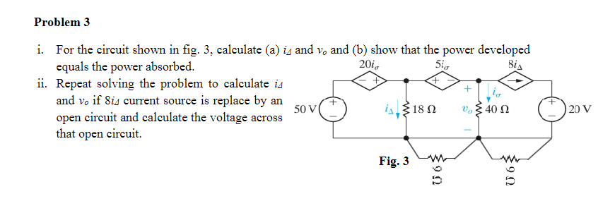 Solved ii. Repeat solving the problem to calculate is and v0 | Chegg.com