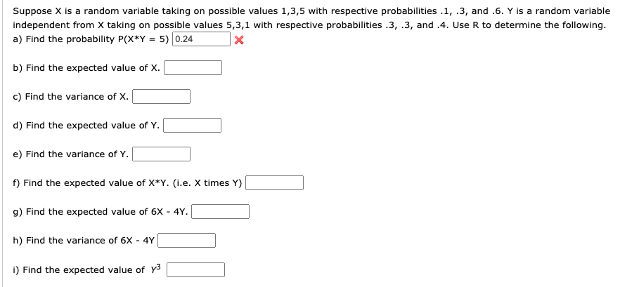 Solved Suppose X Is A Random Variable Taking On Possible 