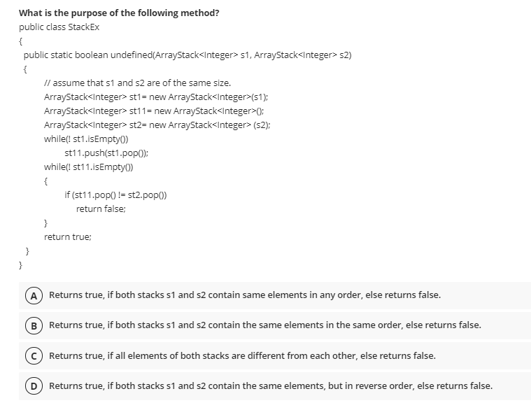 Solved What is the purpose of the following method? public | Chegg.com