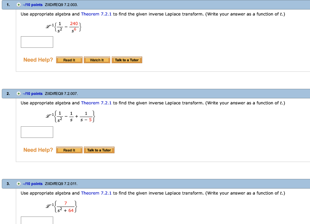Solved 1. +-/10 points ZillDiffEQ9 7.2.003. Use appropriate | Chegg.com