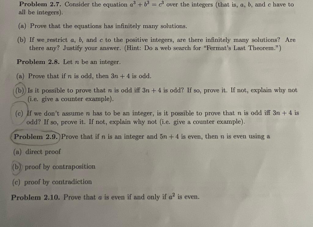 Solved Problem 2.1. Prove that a number and its square have | Chegg.com