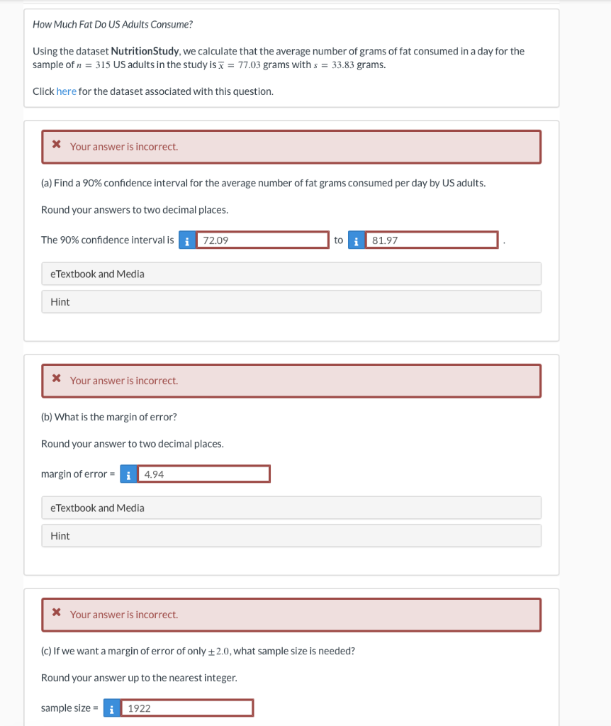 Solved How Much Fat Do US Adults Consume? Using the dataset | Chegg.com