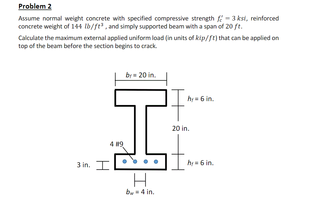 Solved Problem 2 Assume normal weight concrete with | Chegg.com