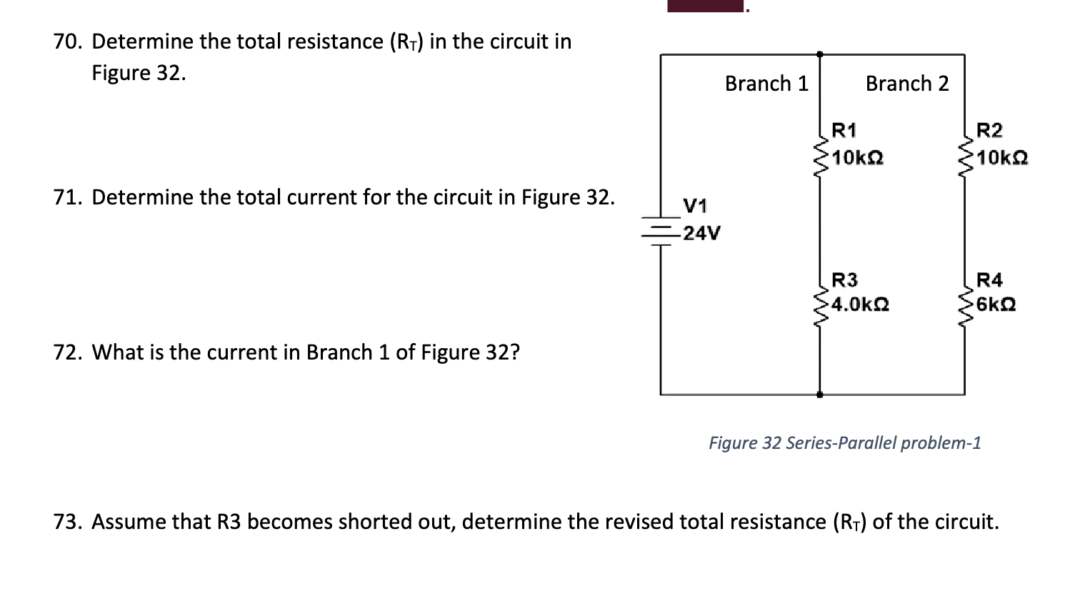Solved 70. Determine the total resistance (RT) in the | Chegg.com
