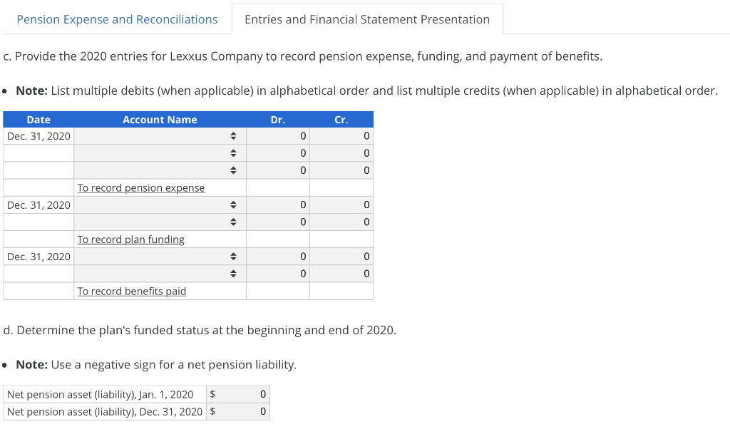 Solved Recording and Reporting Pension Accounts; Preparing | Chegg.com