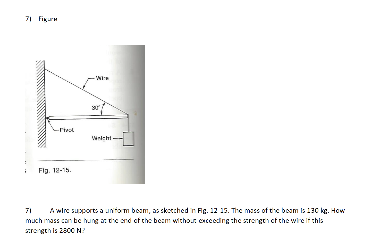 Solved 7) Figure - Wire Pivot Weight - i Fig. 12-15. 7) A | Chegg.com