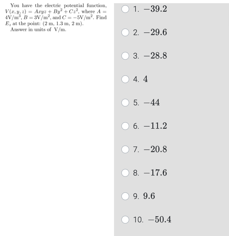 Solved You have the electric potential function, | Chegg.com