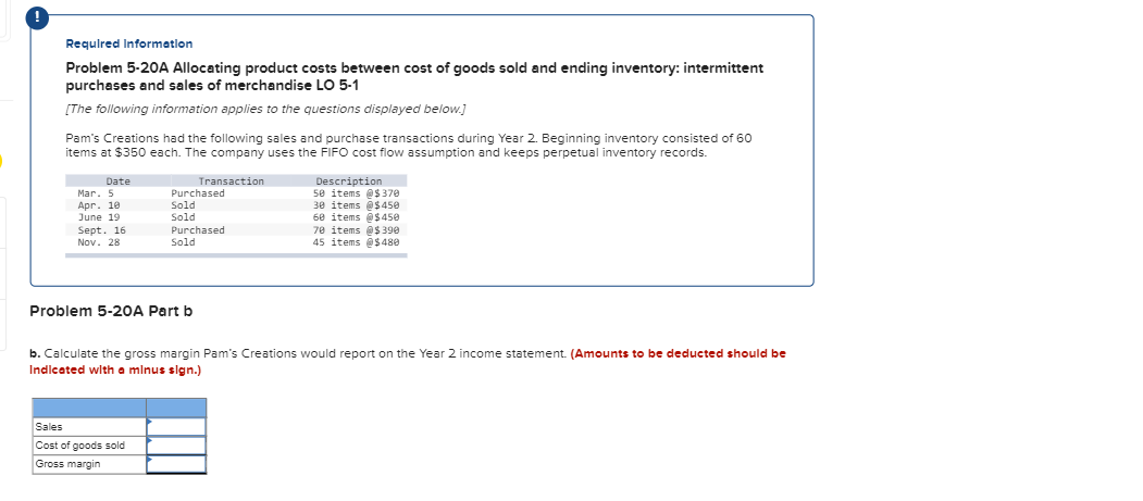 Solved Required Information Problem 5-20A Allocating product | Chegg.com