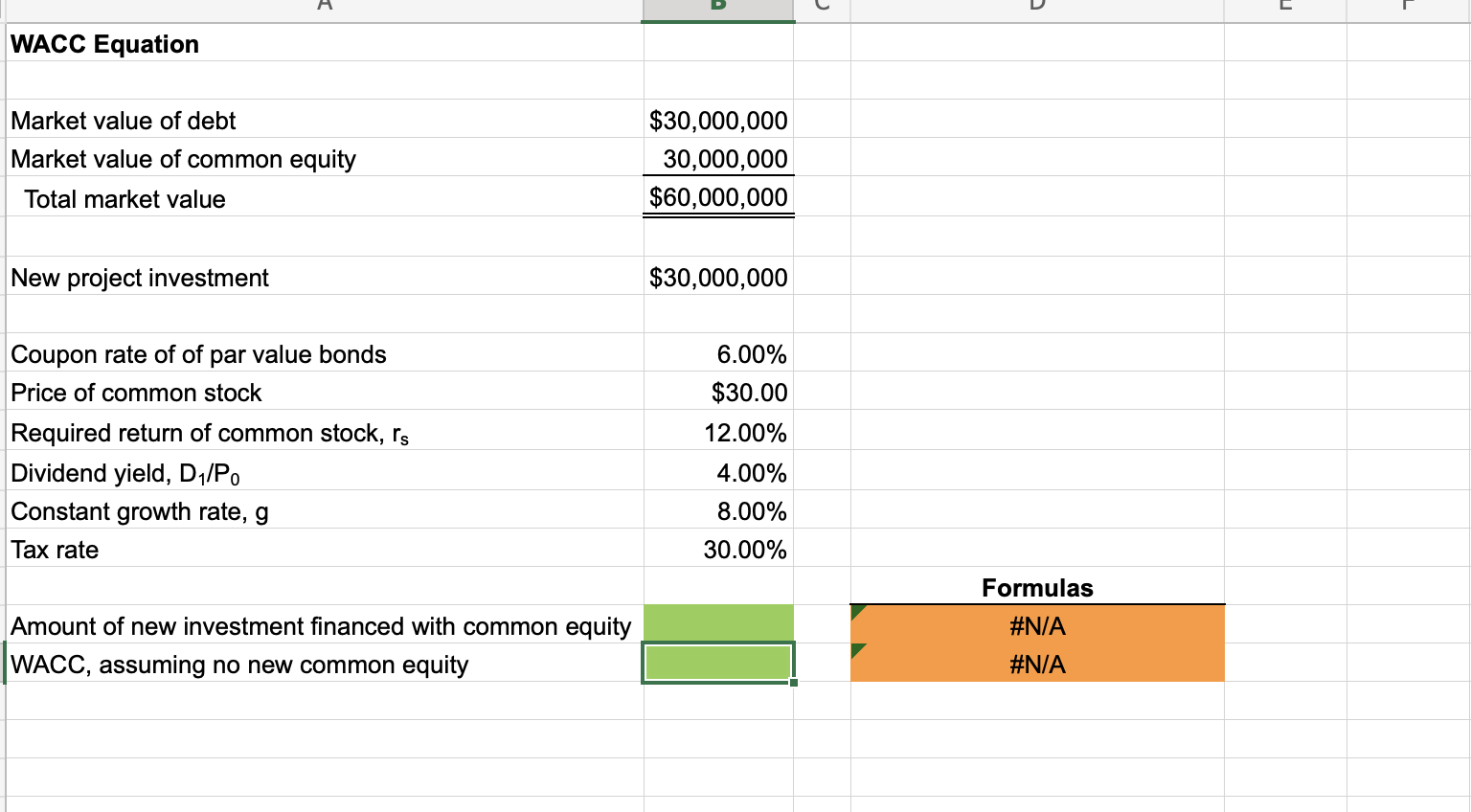 Solved Excel Online Structured Activity: WACC Estimation On | Chegg.com