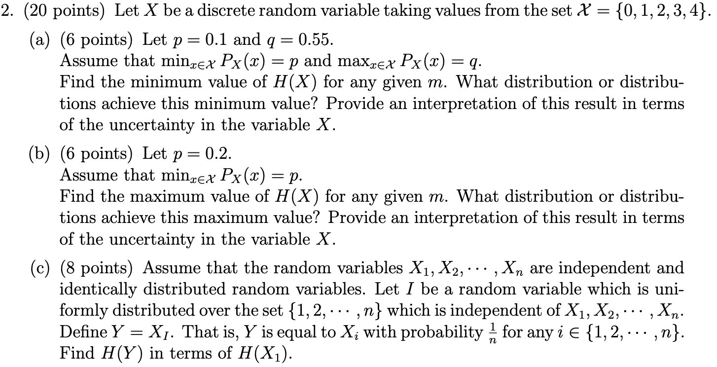 (20 points) Let X be a discrete random variable | Chegg.com