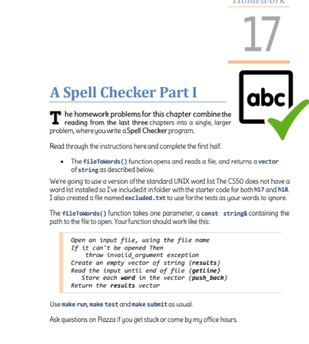 17 A Spell Checker Part I abc reading from the last | Chegg.com
