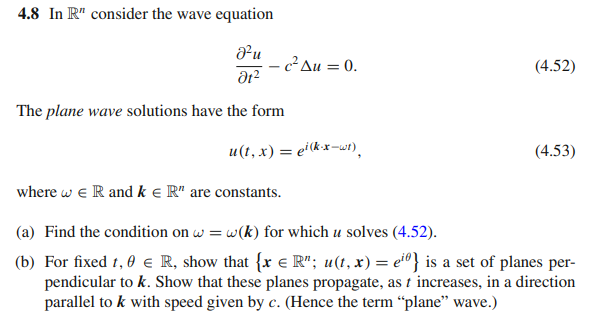 Solved 4.8 In Rn consider the wave equation ∂t2∂2u−c2Δu=0 | Chegg.com