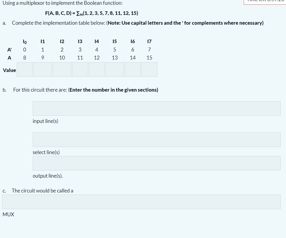 Solved Using A Multiplexor To Implement The Boolean 