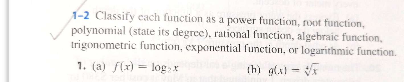 Solved 1-2 Classify each function as a power function, root | Chegg.com