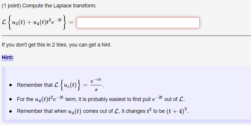 Solved 1 Point Compute The Laplace Transform
