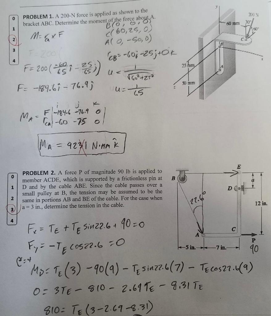 Solved PROBLEM 1. A 200-N force is applied as shown to the | Chegg.com