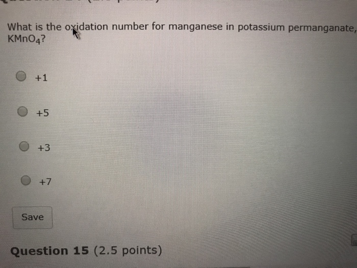 Solved What is the oxidation number for manganese in | Chegg.com