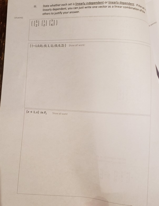 Solved bendent. If the ar combination of State whether each | Chegg.com