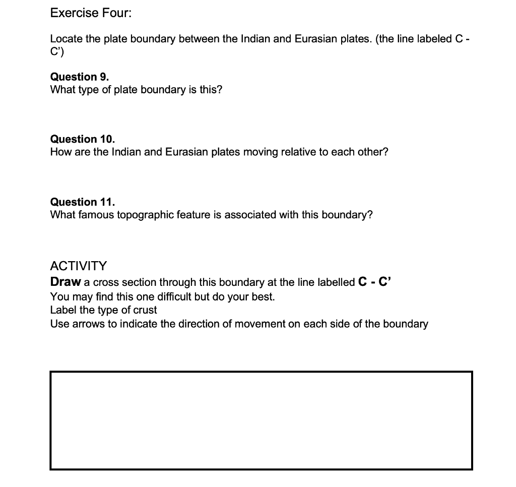 Solved Exercise Four: Locate the plate boundary between the | Chegg.com