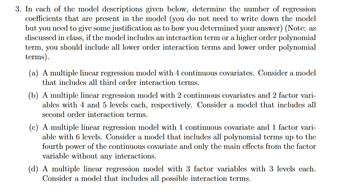 Solved 3. In each of the model descriptions given below, | Chegg.com