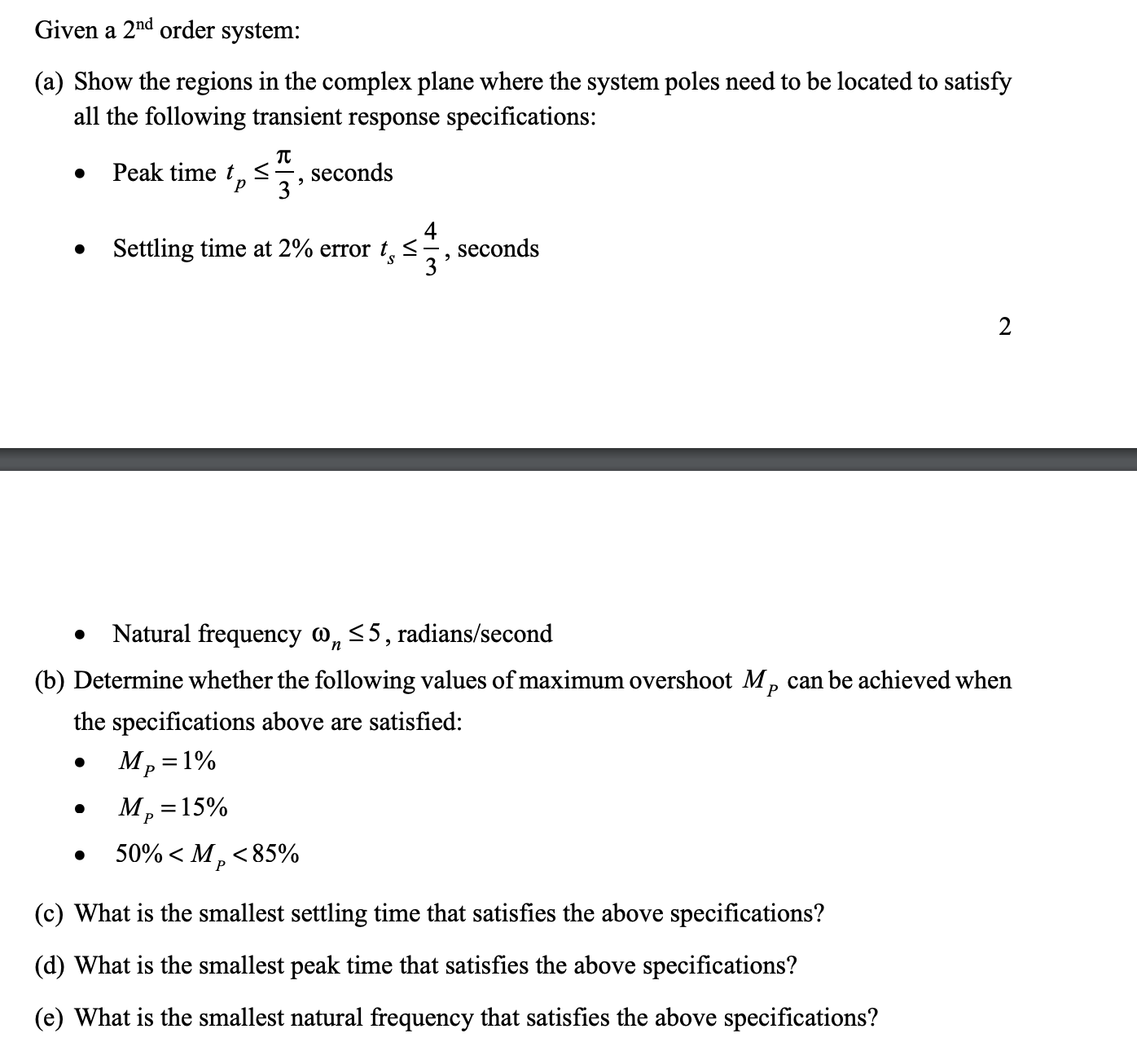 Solved Given a 2nd order system: (a) Show the regions in | Chegg.com