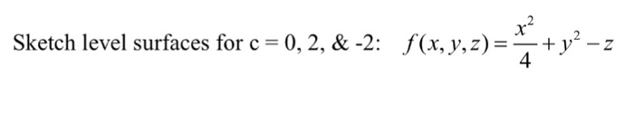 Solved Sketch level surfaces for c = 0, 2, & -2: f (x, y, | Chegg.com