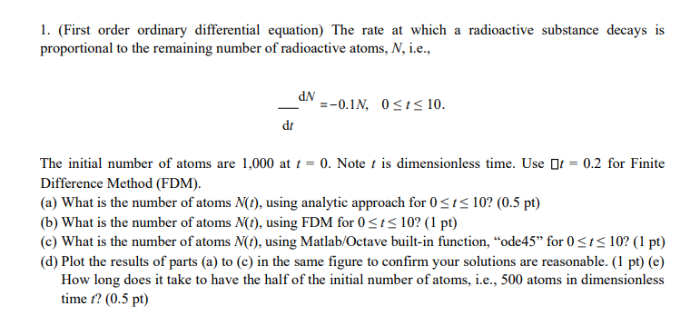 1. (First order ordinary differential equation) The | Chegg.com