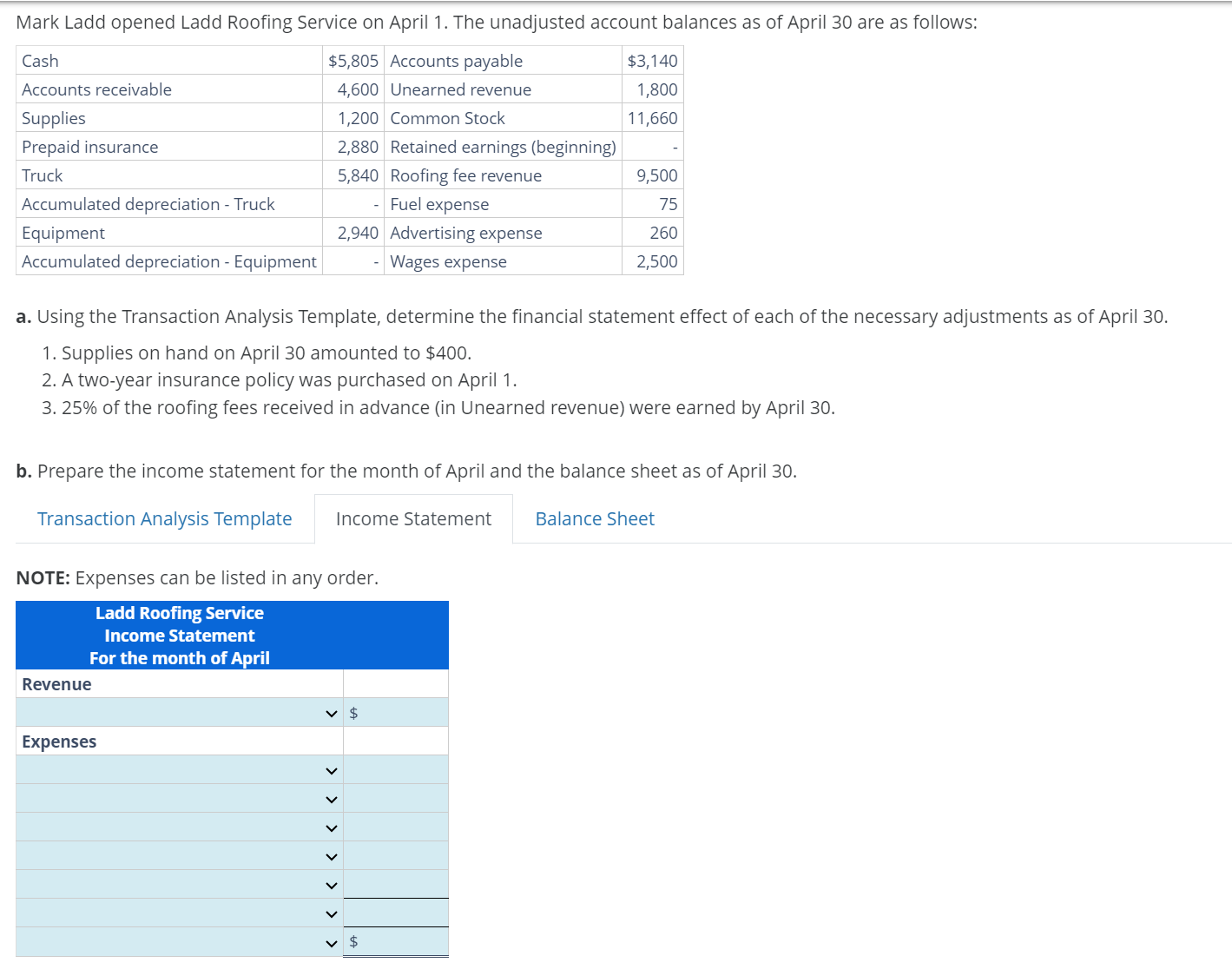 Solved a. Using the Transaction Analysis Template, determine | Chegg.com
