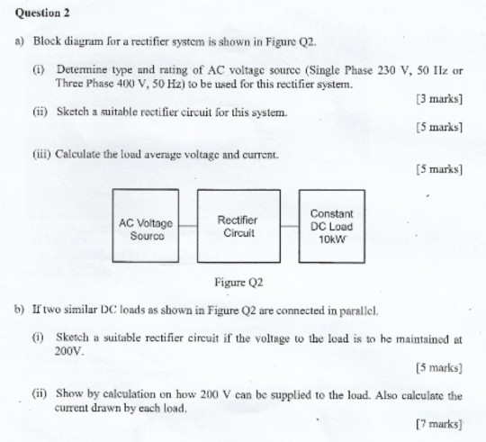 Solved Question 2 a) Block diagram for a rectifier system is | Chegg.com