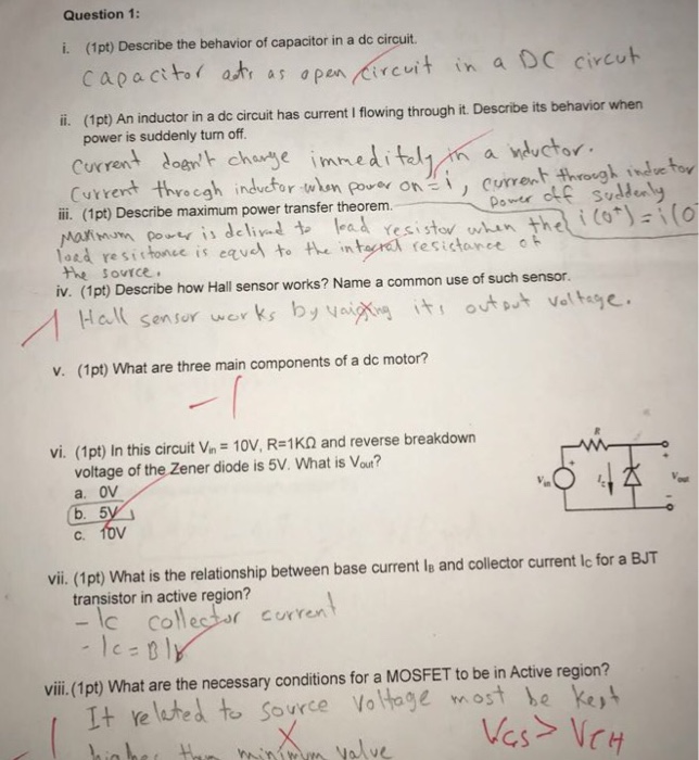 Solved Question 1: i. (1pt) Describe the behavior of | Chegg.com
