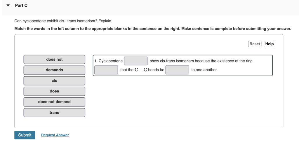 Solved Can cyclopentene exhibit cis- trans isomerism? | Chegg.com