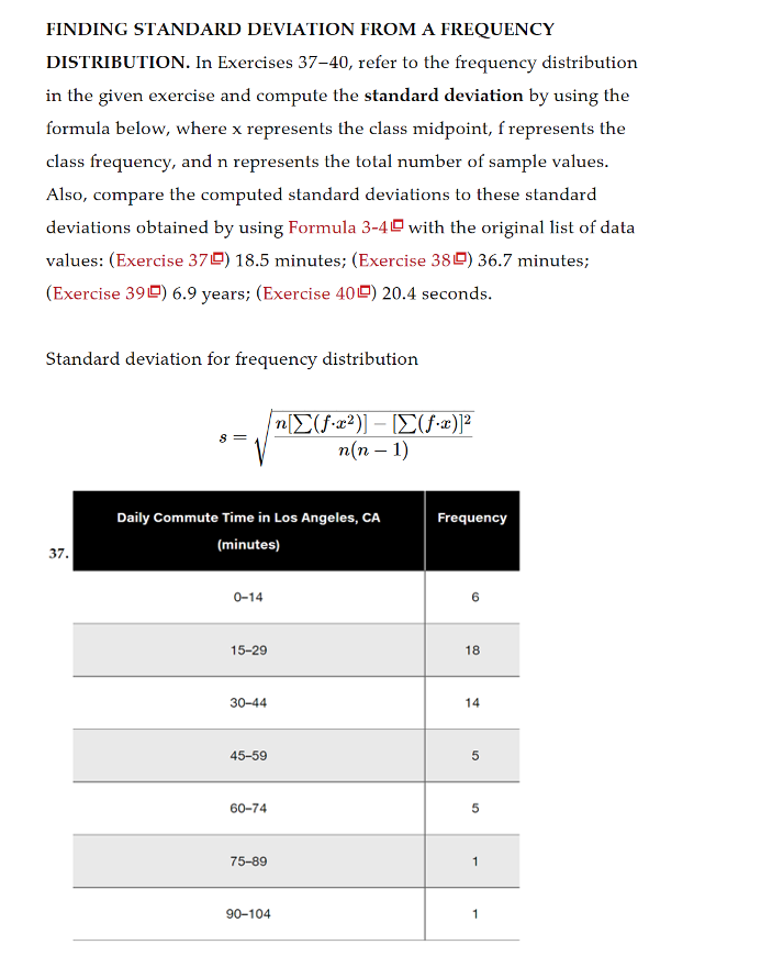 Solved FINDING STANDARD DEVIATION FROM A FREQUENCY | Chegg.com