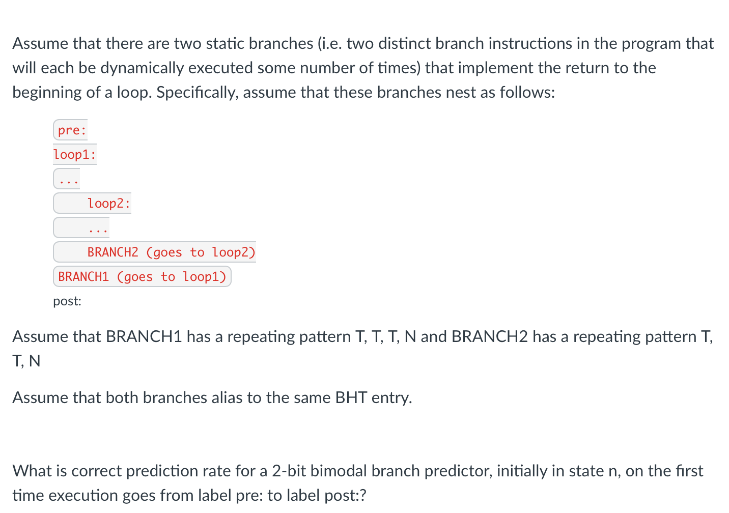 Solved Assume that there are two static branches (i.e. two | Chegg.com
