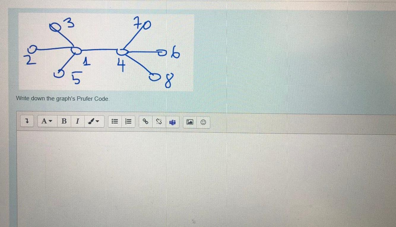 Solved 3 to อ6 1 4 5 Write down the graph's Prufer Code. 7 A | Chegg.com