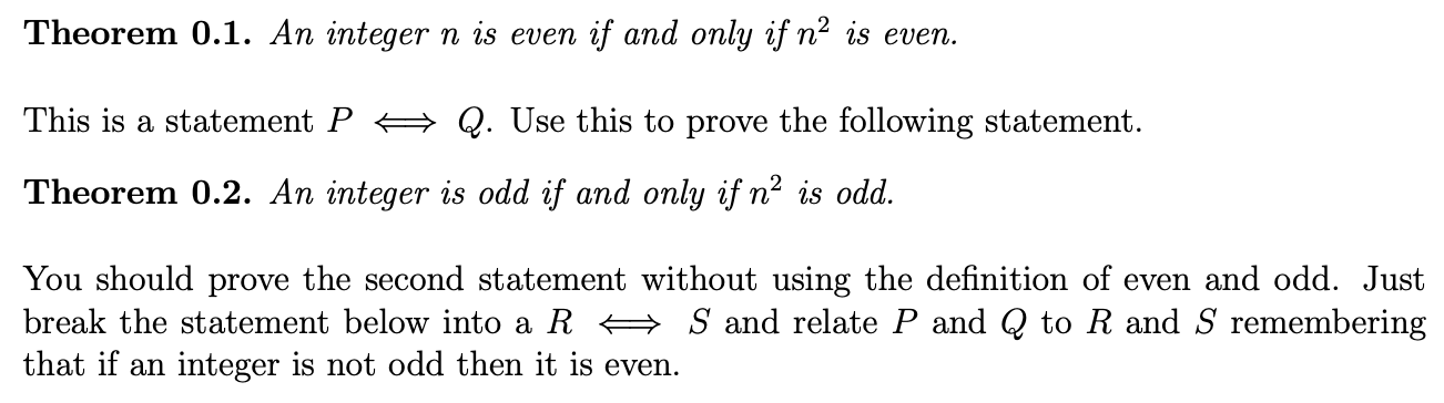 Solved Theorem 0 1 An Integer N Is Even If And Only If N2