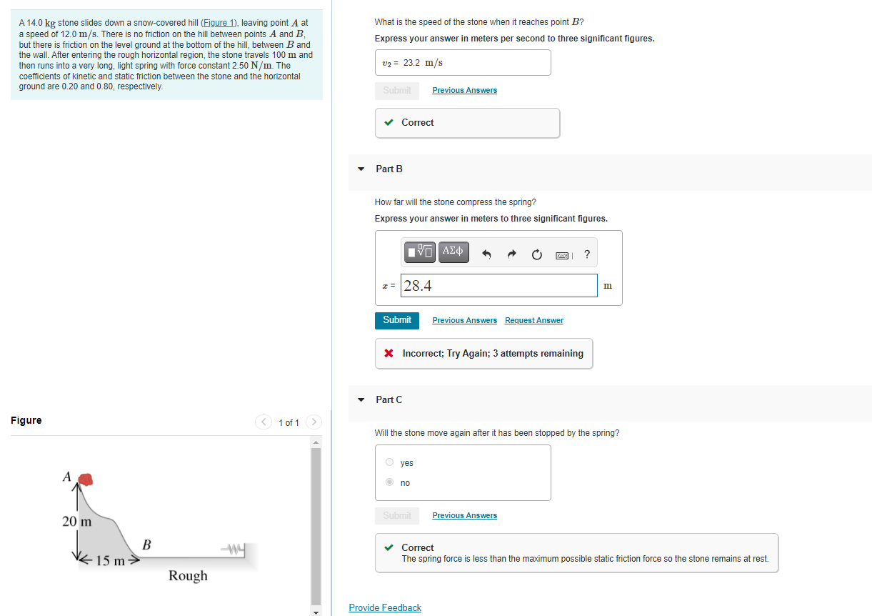 Solved What is the speed of the stone when it reaches point | Chegg.com