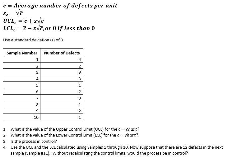 Solved cˉ= Average number of defects per unit | Chegg.com