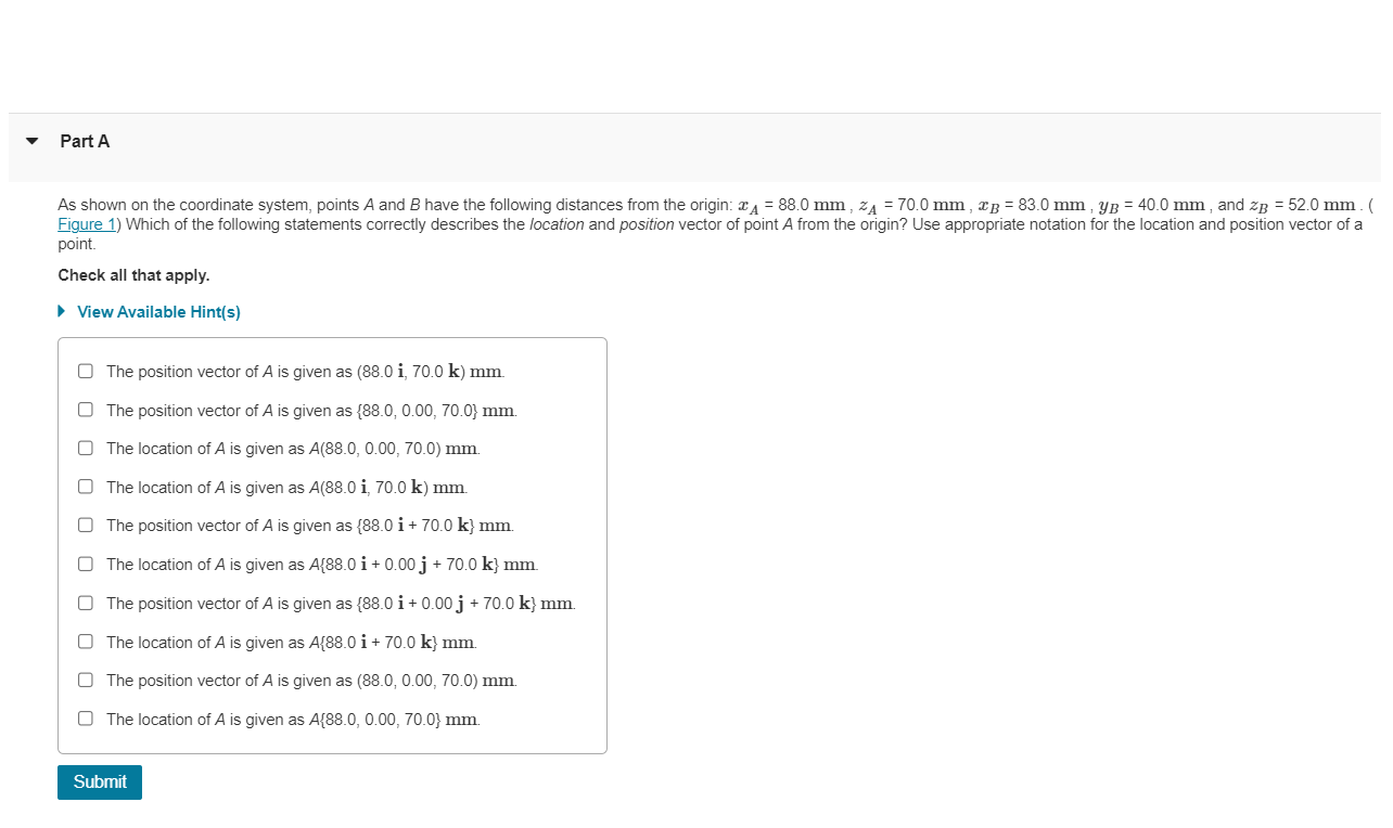 Solved Part A As shown on the coordinate system, points A | Chegg.com