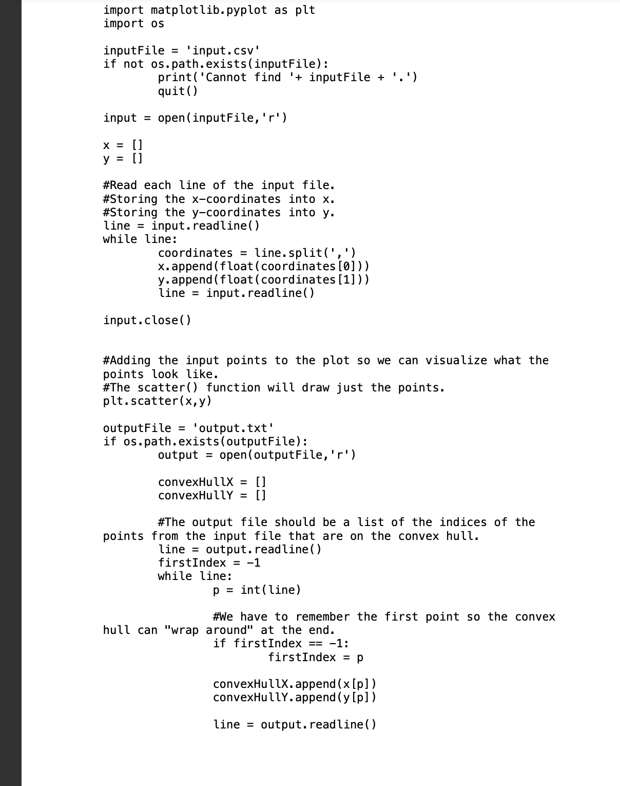 Solved In This Project We Will Compute The Convex Hull Of A 