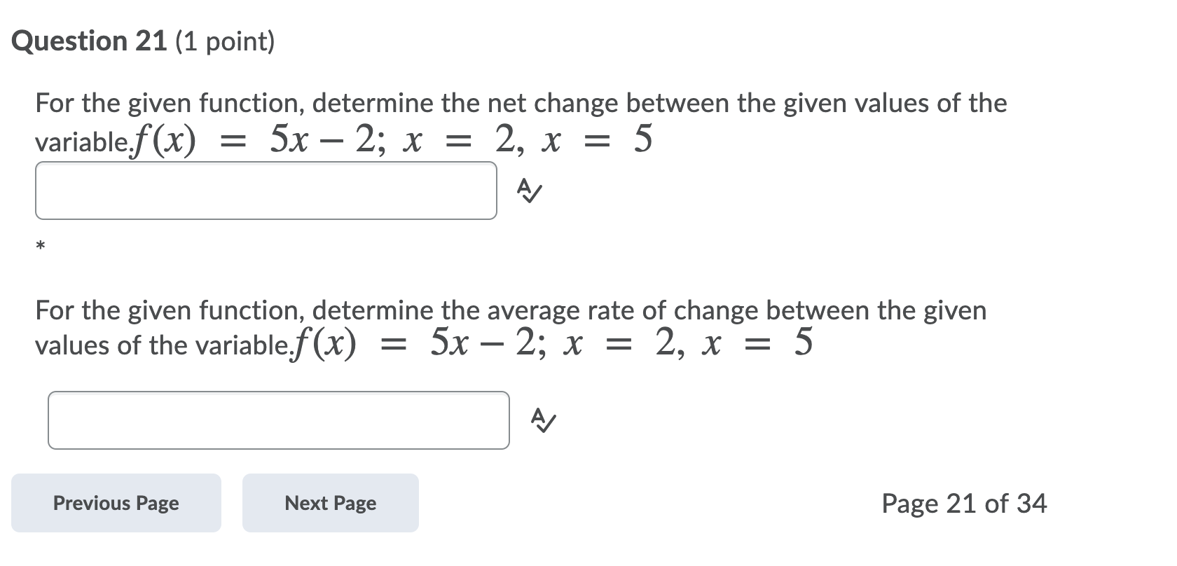 Solved Question 21 (1 point) For the given function, | Chegg.com